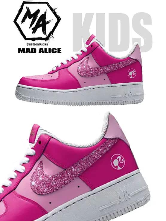 Pink Glitter Barbie- Kids Af1s