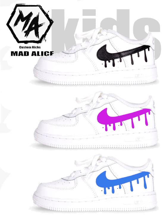Drippy swoosh- Kids Af1 - MAD ALICE CUSTOM KICKS